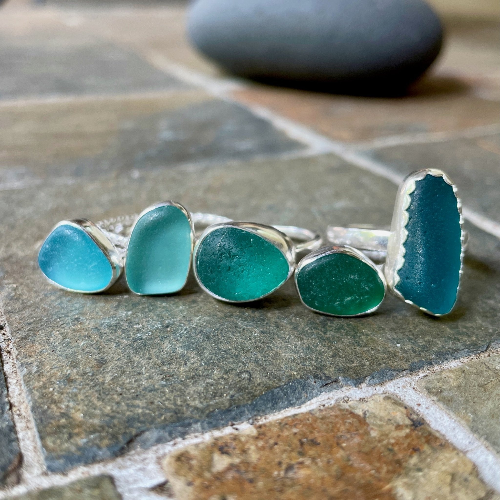 Hand-crafted Sterling Silver Sea Glass Rings | Accent Yourself ...