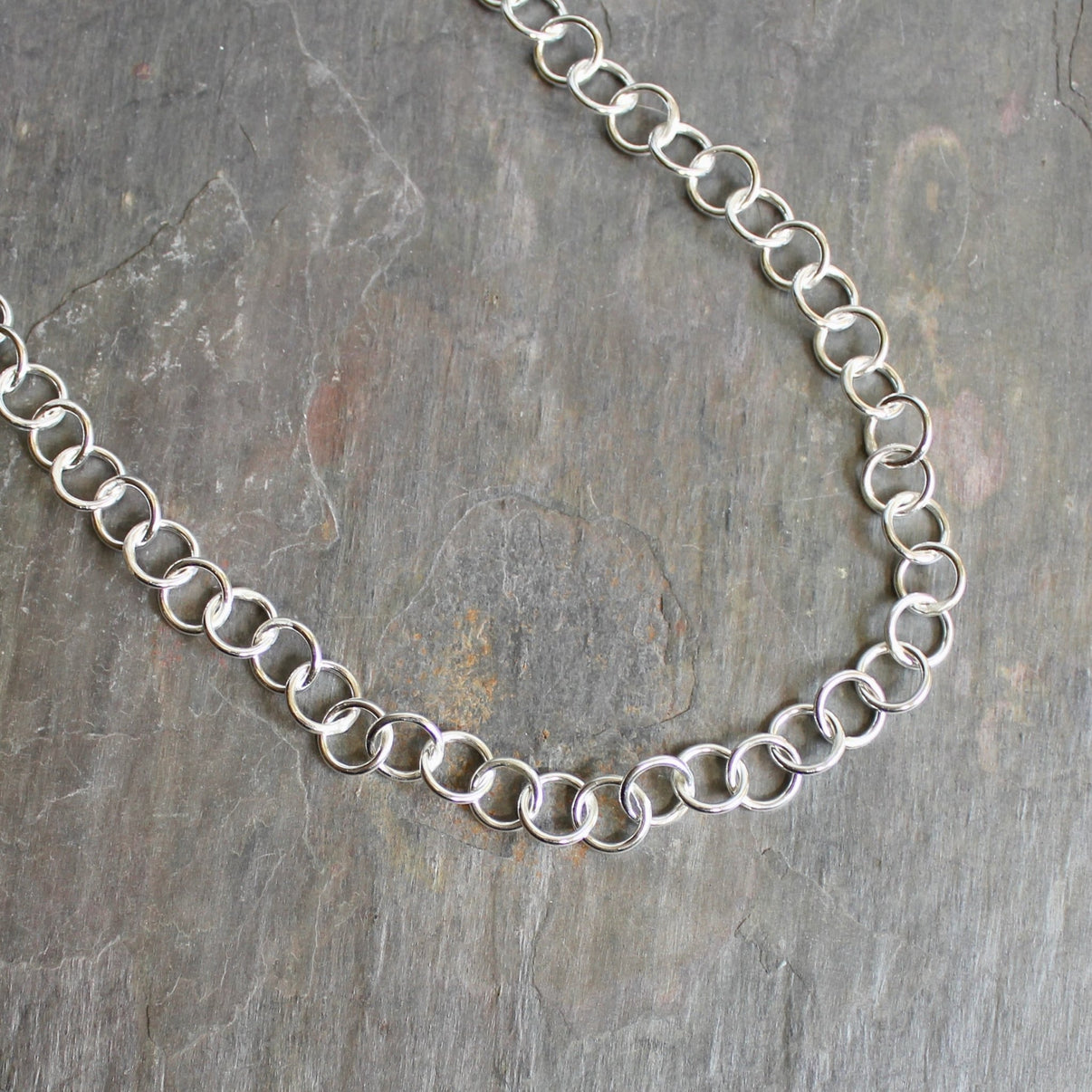 Heavy Sterling Silver Round Link Chain Necklace 1.4oz | Handmade ...