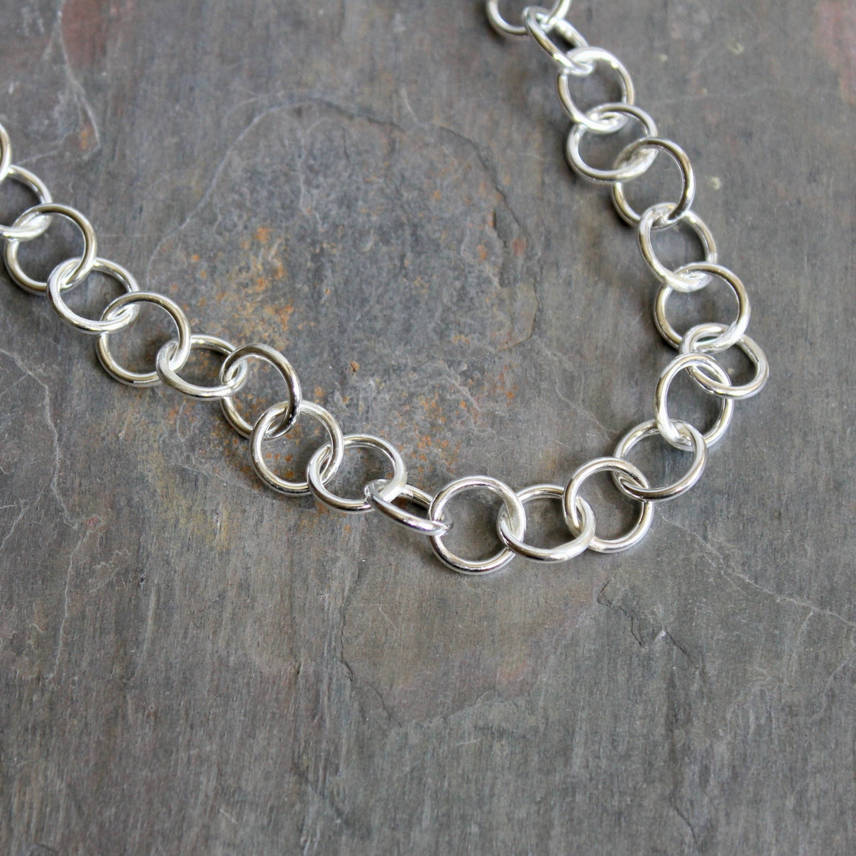 Heavy Sterling Silver Round Link Chain Necklace 1.4oz | Handmade ...